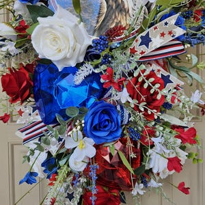 Bald Eagle Patriotic Swag, Red White Blue Door Decor With Stars ...