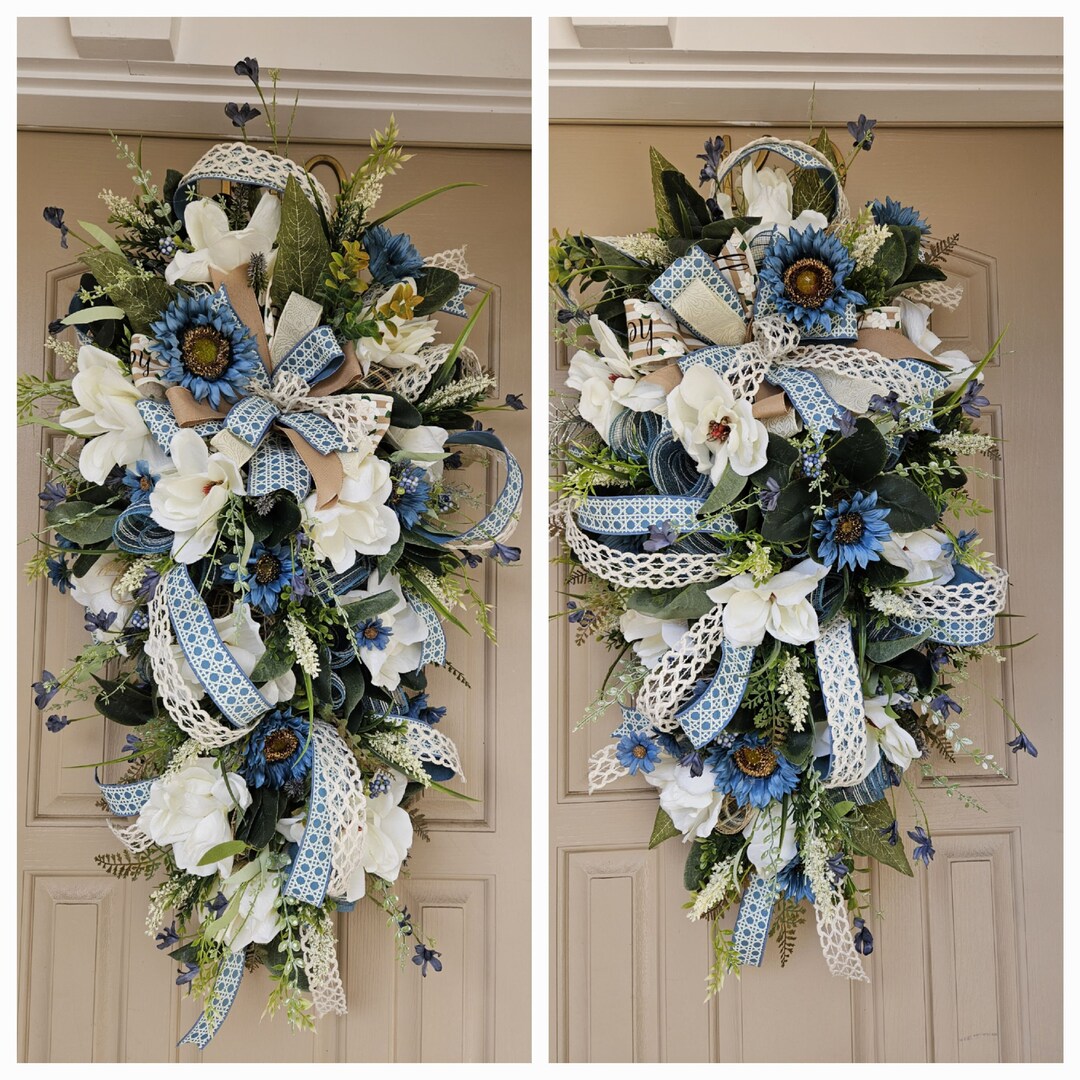 Double Door Swags, Front Door Decor, Everyday Teardrop, Welcome ...