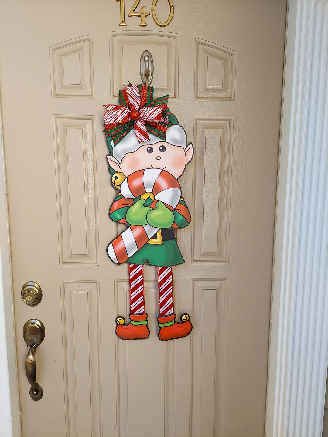 Christmas Elf Door Hanger, Front Door Decor, Whimsical Christmas Swag ...