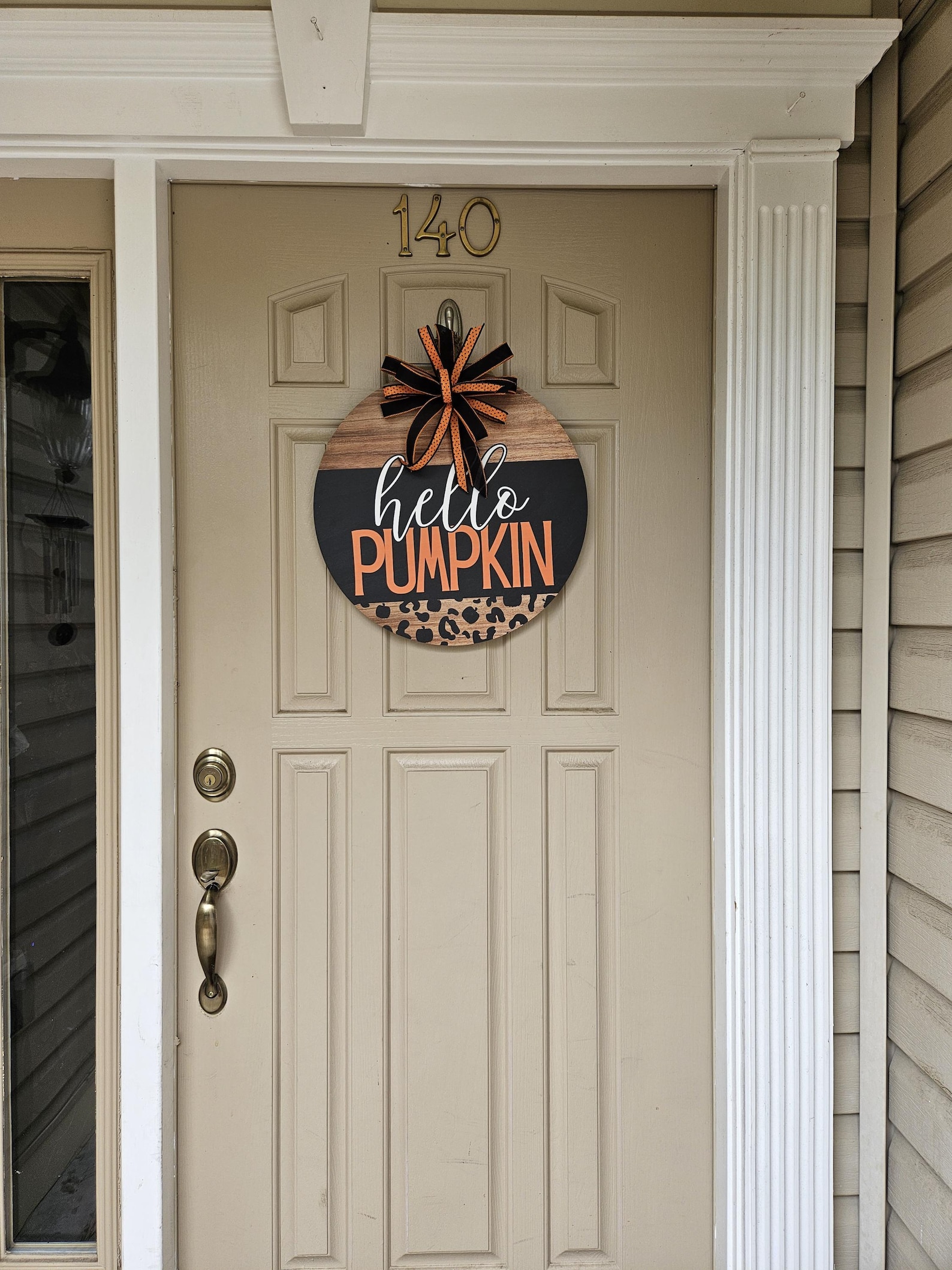 Hello Pumpkin Door Hanger, Fall Front Door Sign With Leopard Print and ...
