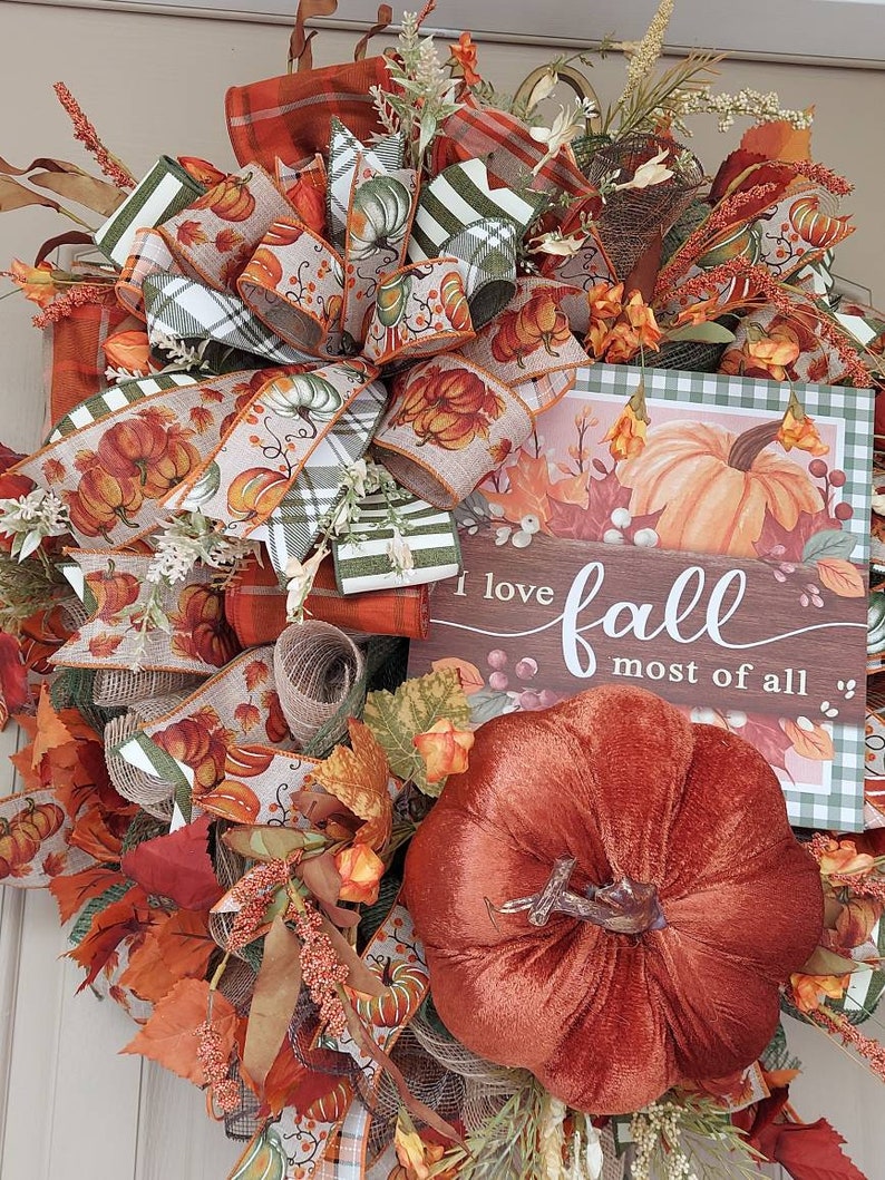 Fall Pumpkin Wreath Front Door Decor Autumn Doorhanger - Etsy