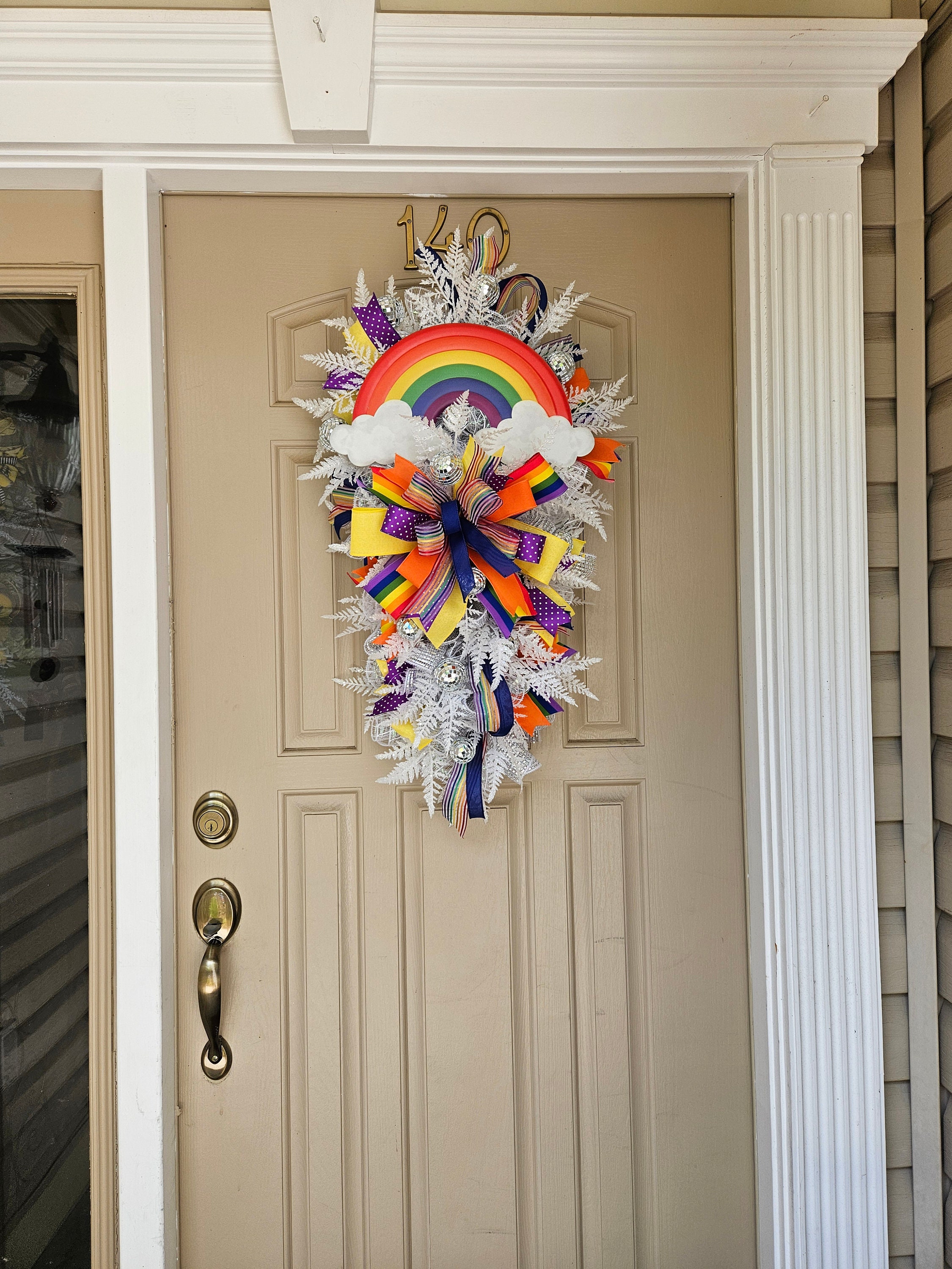 Rainbow Door Swag: Handmade Pride Decor With Ribbons & Ferns - Etsy