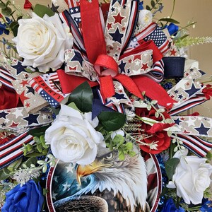 Bald Eagle Patriotic Swag, Red White Blue Door Decor With Stars ...