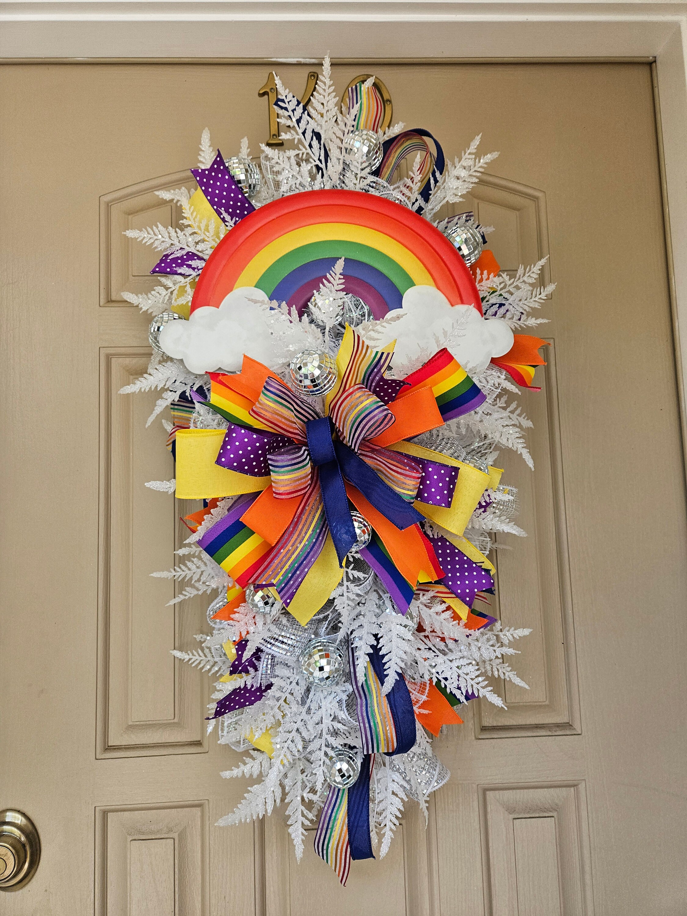 Rainbow Door Swag: Handmade Pride Decor With Ribbons & Ferns - Etsy