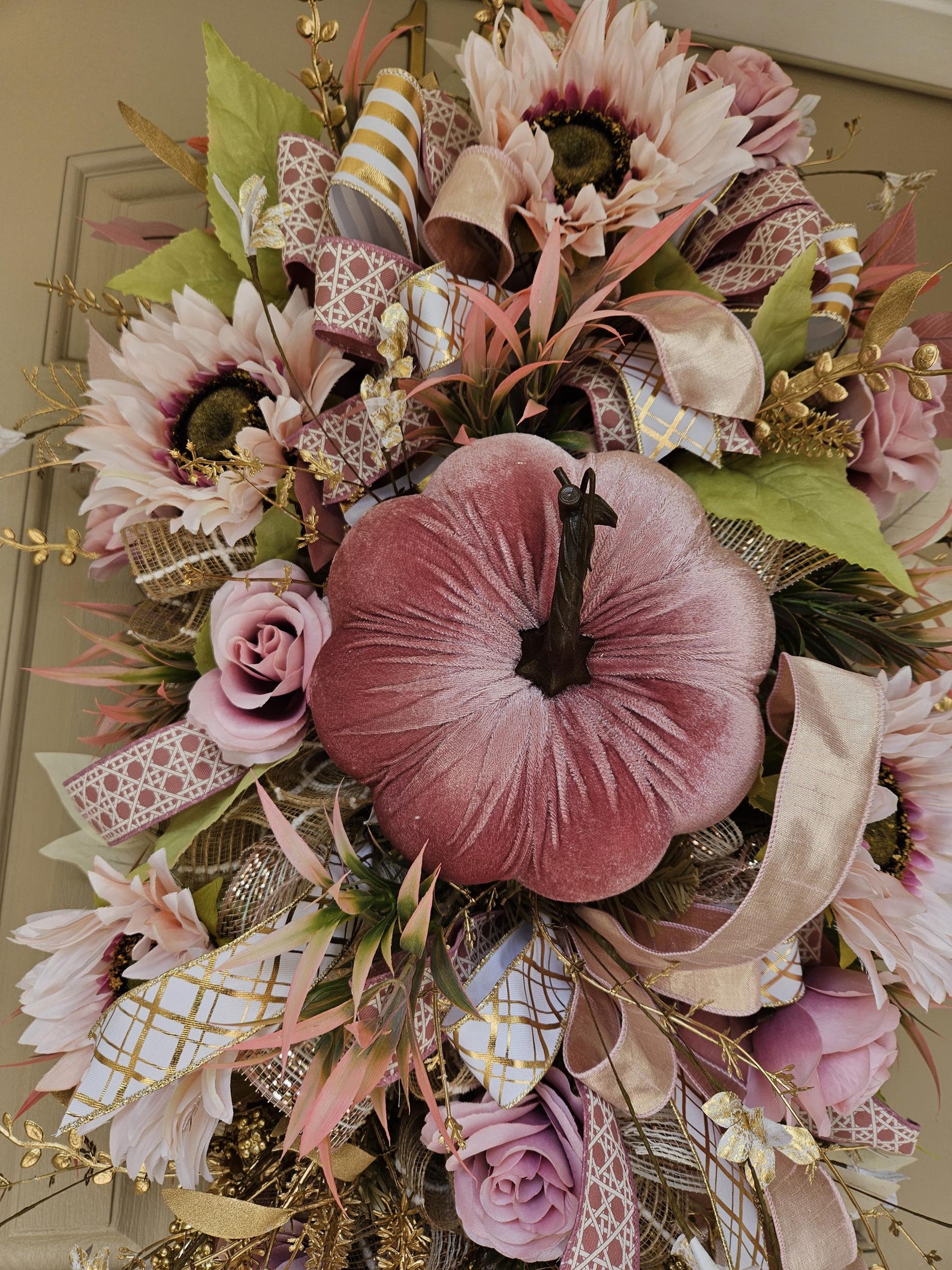 Dusty Rose Pink Fall Swag Wreath, Elegant Autumn Door Decor, Handmade ...