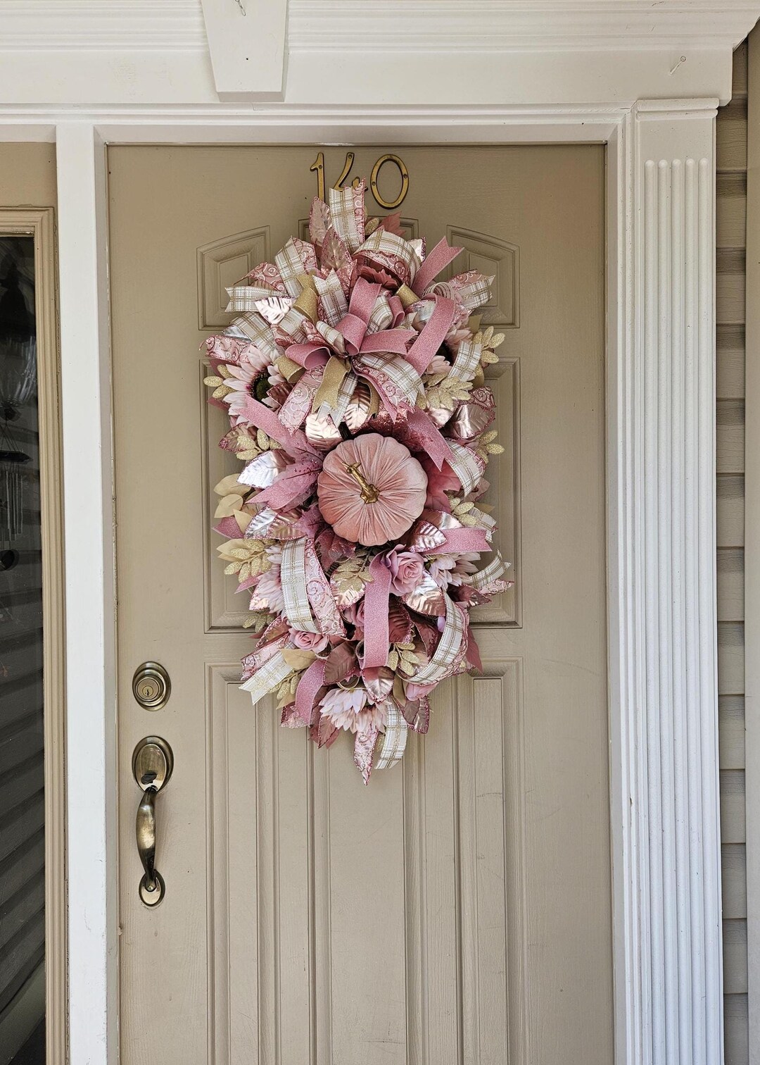 Dusty Rose Pink Fall Swag Wreath, Elegant Autumn Door Decor, Pink and ...