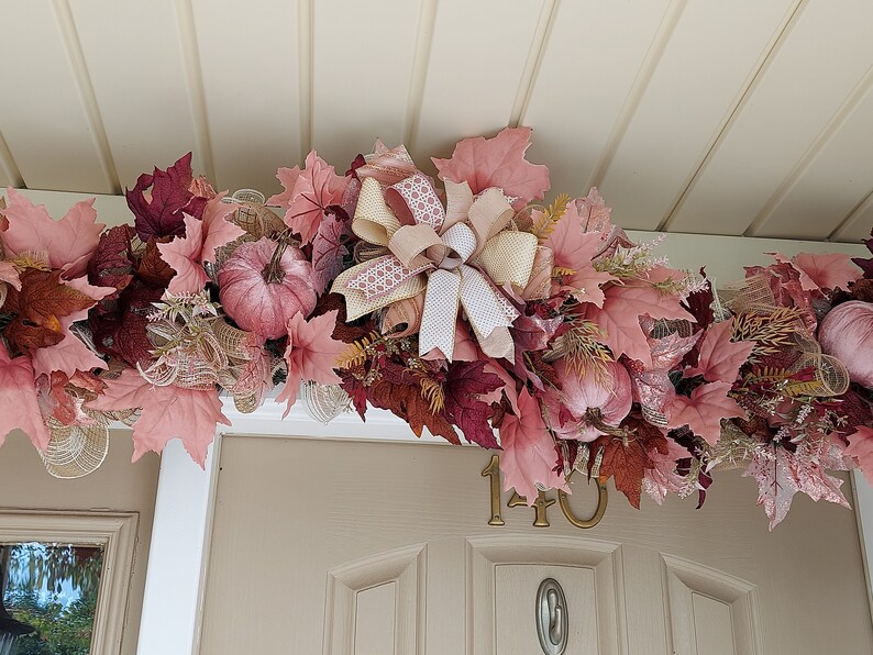 Dusty Rose Fall Garland, 9ft Autumn Garland, Front Door Decor ...