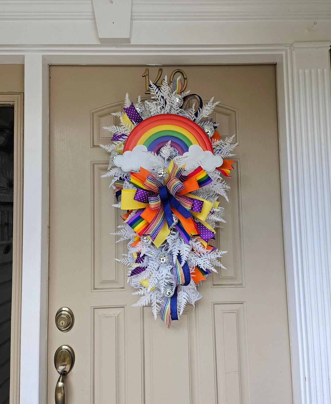 Rainbow Door Swag: Handmade Pride Decor With Ribbons & Ferns - Etsy