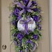Easter Cross Door Swag With Purple Roses, Religious Spring Wreath ...