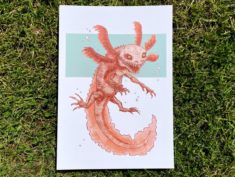 Evil Axolotl - Print - Etsy