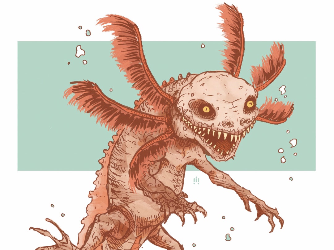 Evil Axolotl - Print - Etsy