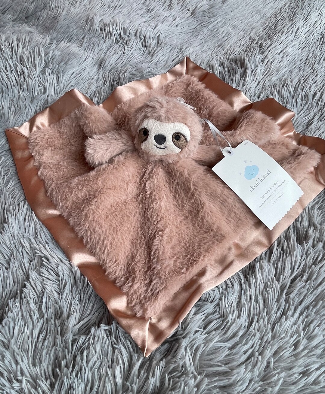 Sloth Plush Personalized Embroidered Tan White Navy Newborn Lovie Lovey ...