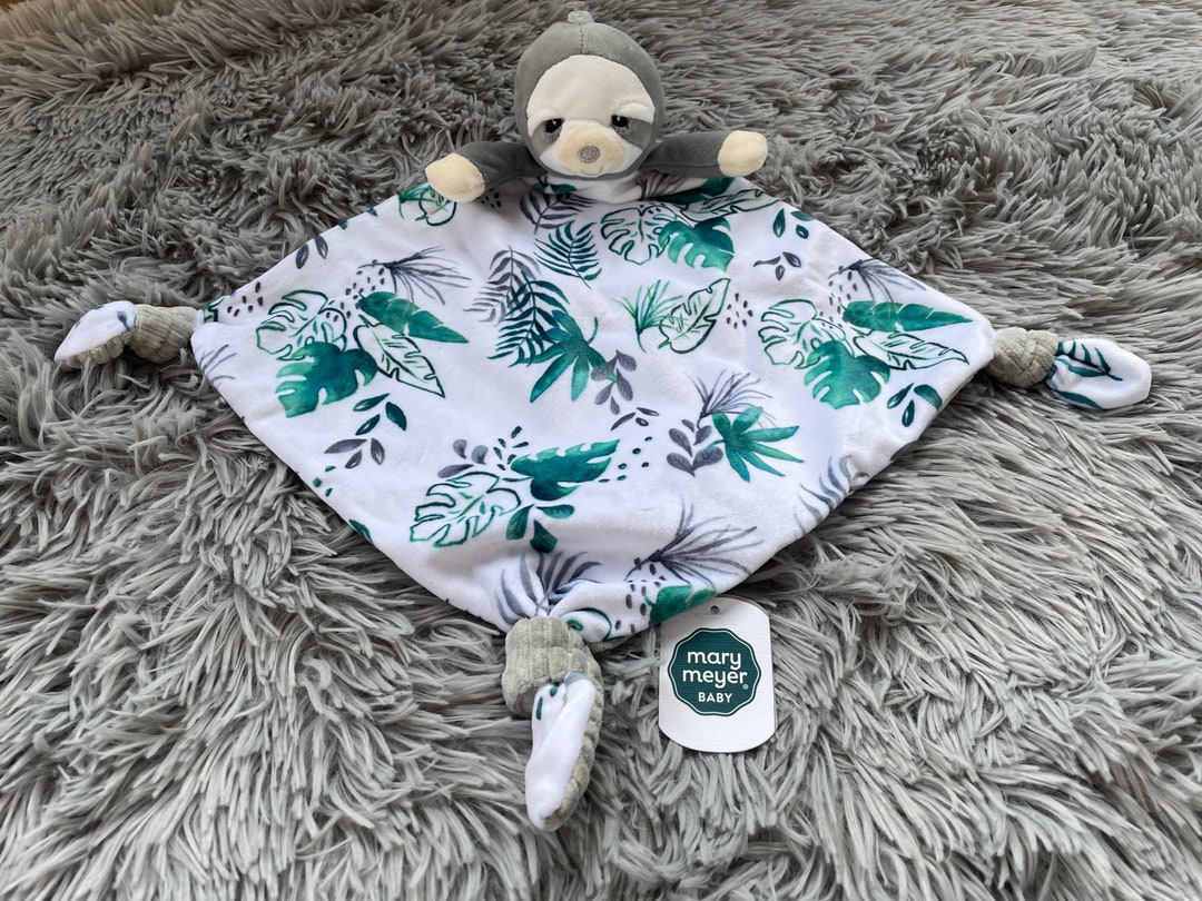 Sloth Gray Blue Green & White Tropical Plush Personalized Newborn Lovie ...
