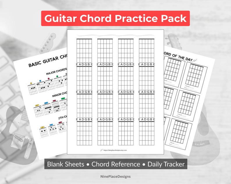 Blank Guitar Chord Charts: Worksheets for Students & Songwriters (PDF ...
