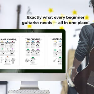Beginner Guitar Chord Chart Printable | Easy Guitar Chords Cheat Sheet ...