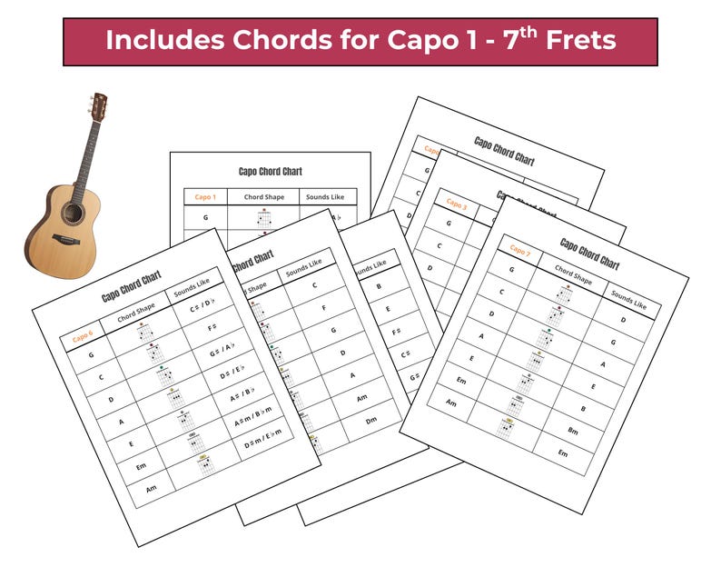 Guitar Capo Chord Chart: Easy Transposition Guide (PDF Download) - Etsy