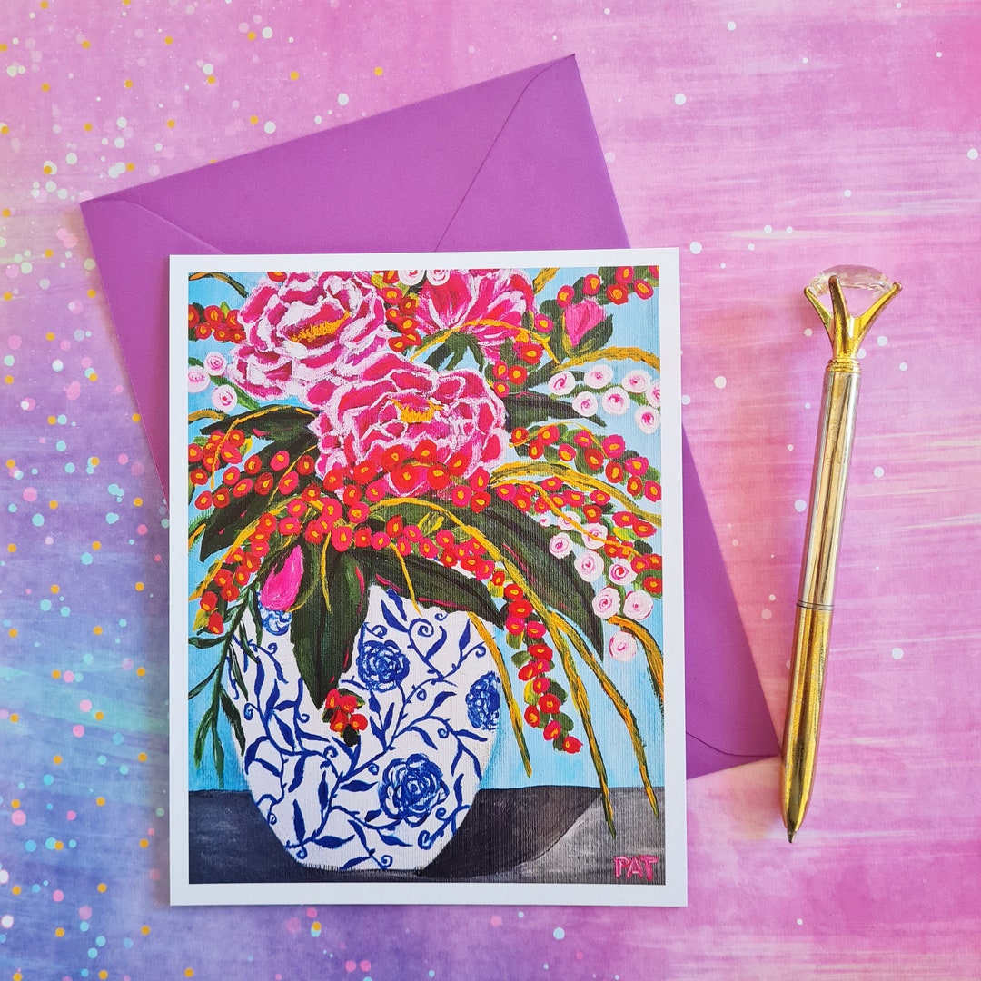 Flower Cards Floral Cards Flower Card Art Greeting Cards Art Cards ...