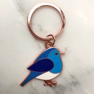 Blue Bird Keychain - Etsy