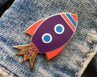 Space Rocket Pin Badge - Etsy