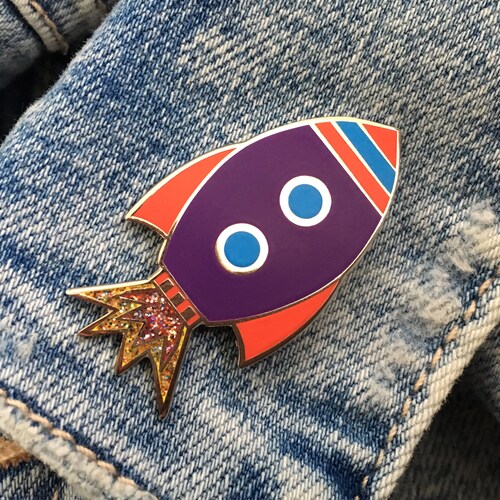 Bright Retro Rocket Enamel Pin Hard Enamel Pin Cloisonné - Etsy