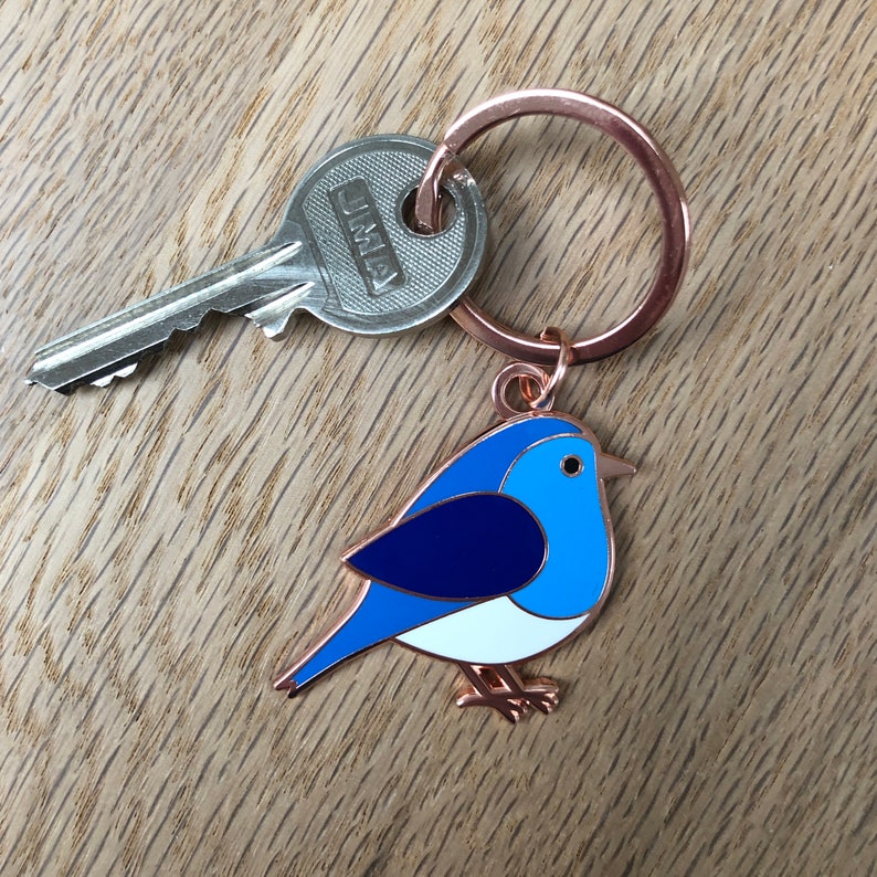Blue Bird Keychain - Etsy