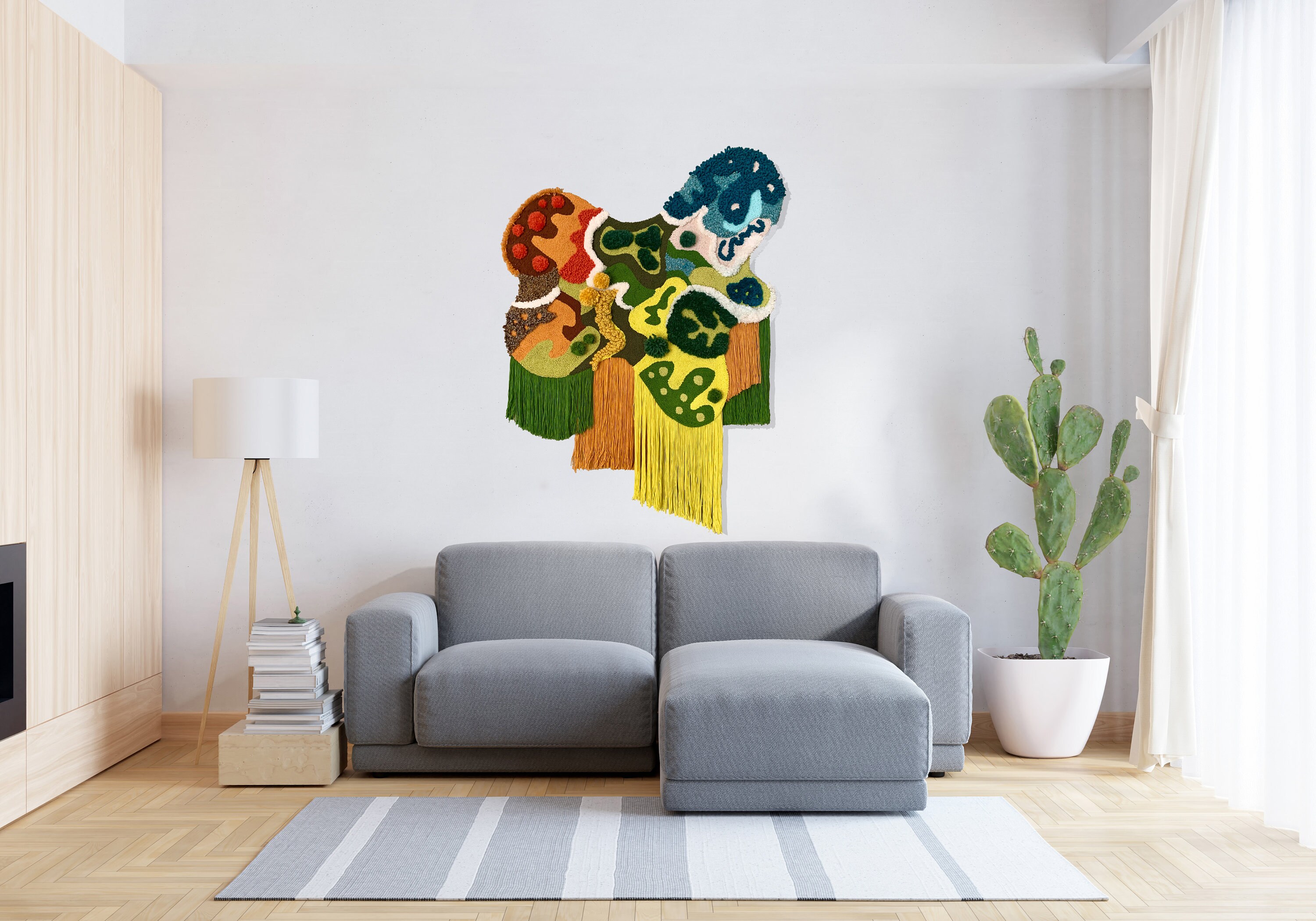 XXL Punch Needle Wall Art, Large Textile Fiber Wall Hanging, İrregular ...