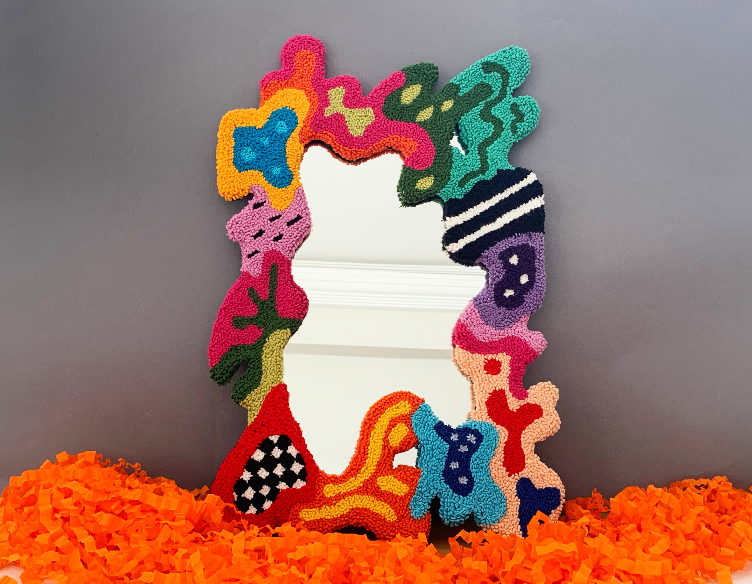 Handmade Tufted Mirror Modern Punch Needle Mirror Multicolor - Etsy