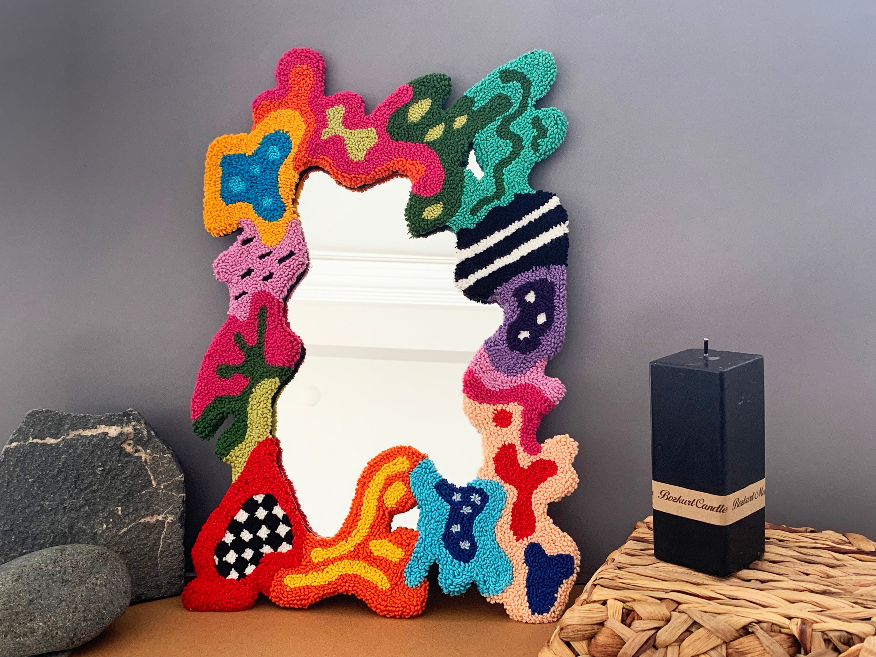Handmade Tufted Mirror Modern Punch Needle Mirror Multicolor - Etsy