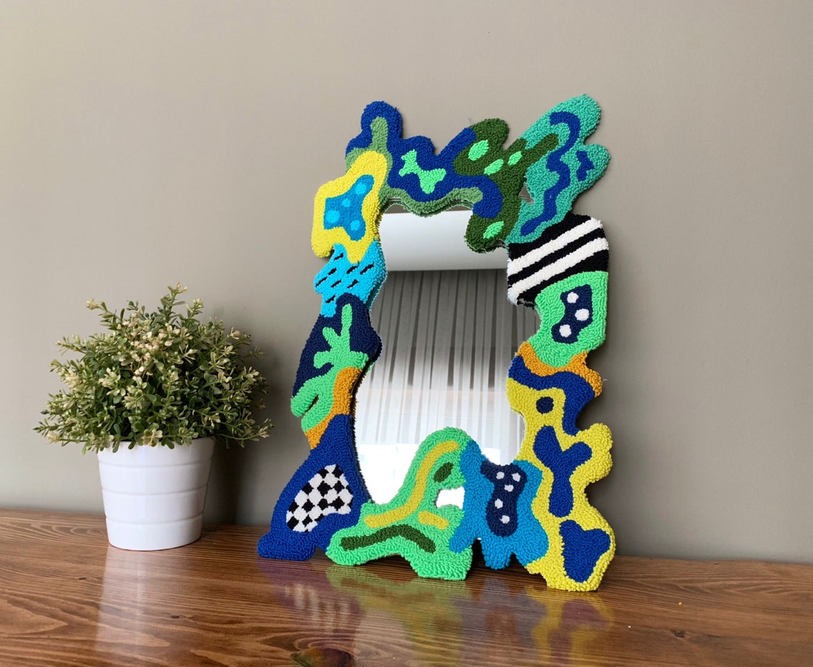 Handmade Tufted Mirror Modern Punch Needle Mirror Multicolor - Etsy