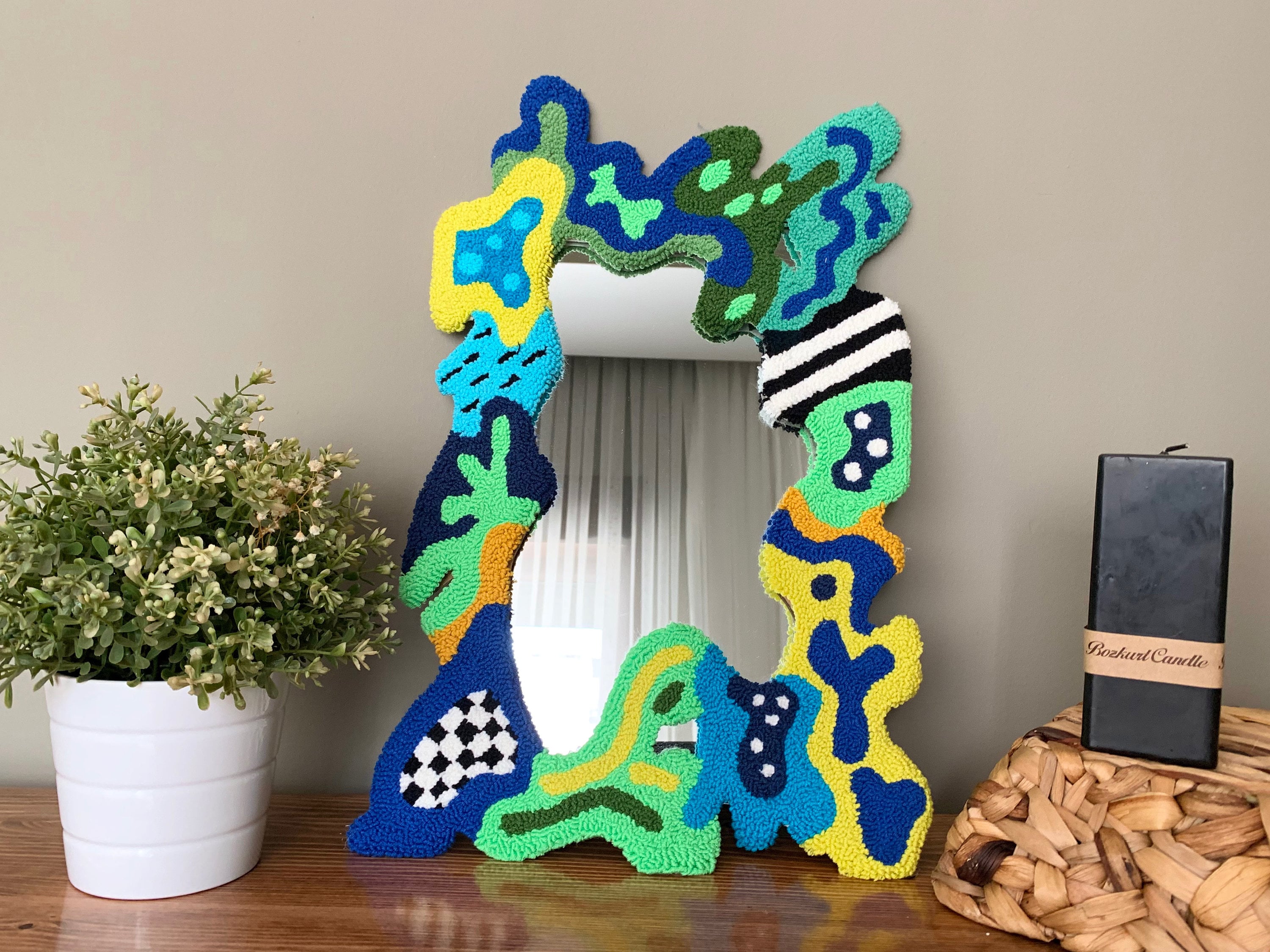 Handmade Tufted Mirror Modern Punch Needle Mirror Multicolor - Etsy
