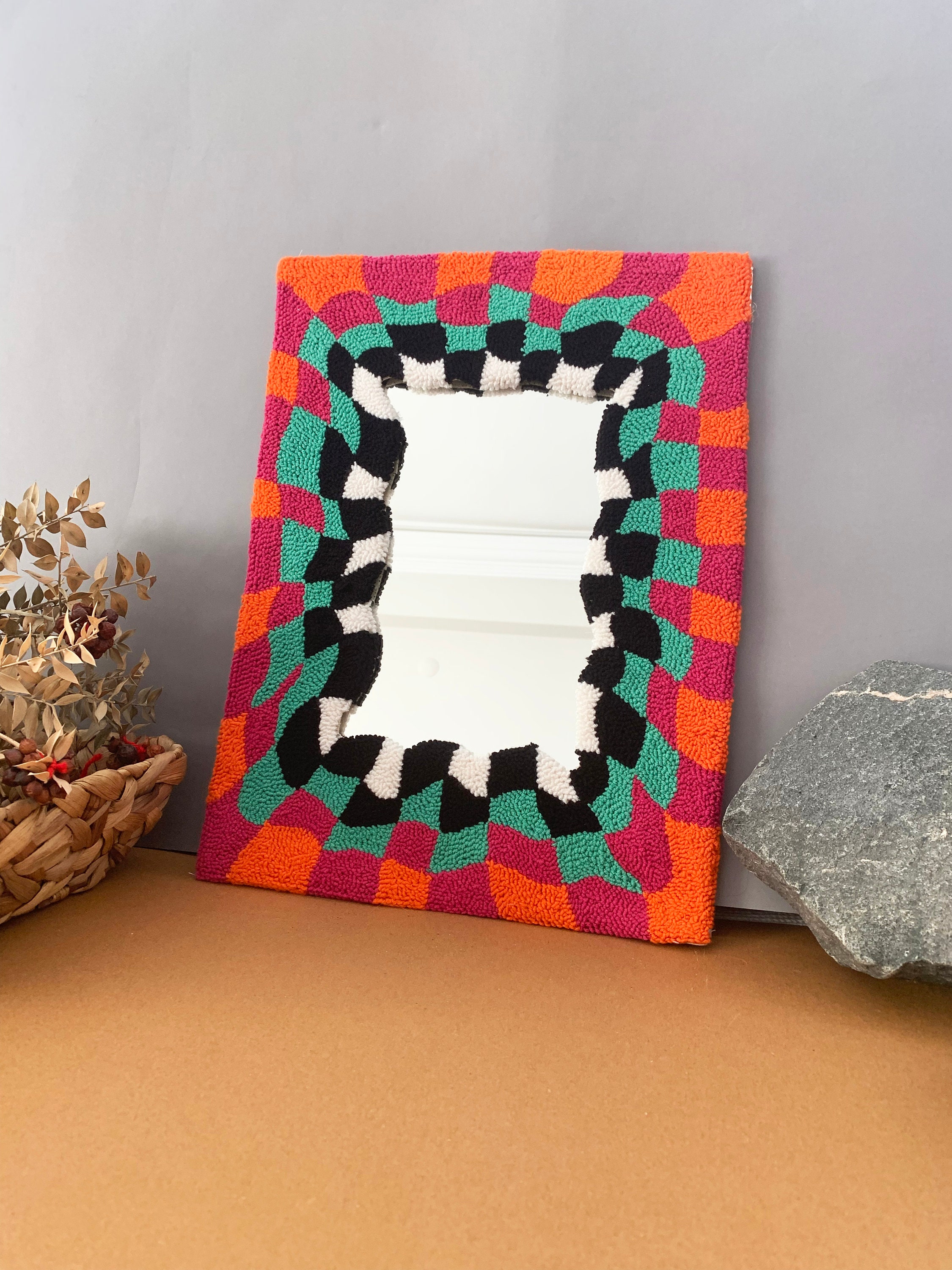 Handmade Tufted Mirror Punch Needle Mirror Multicolor - Etsy