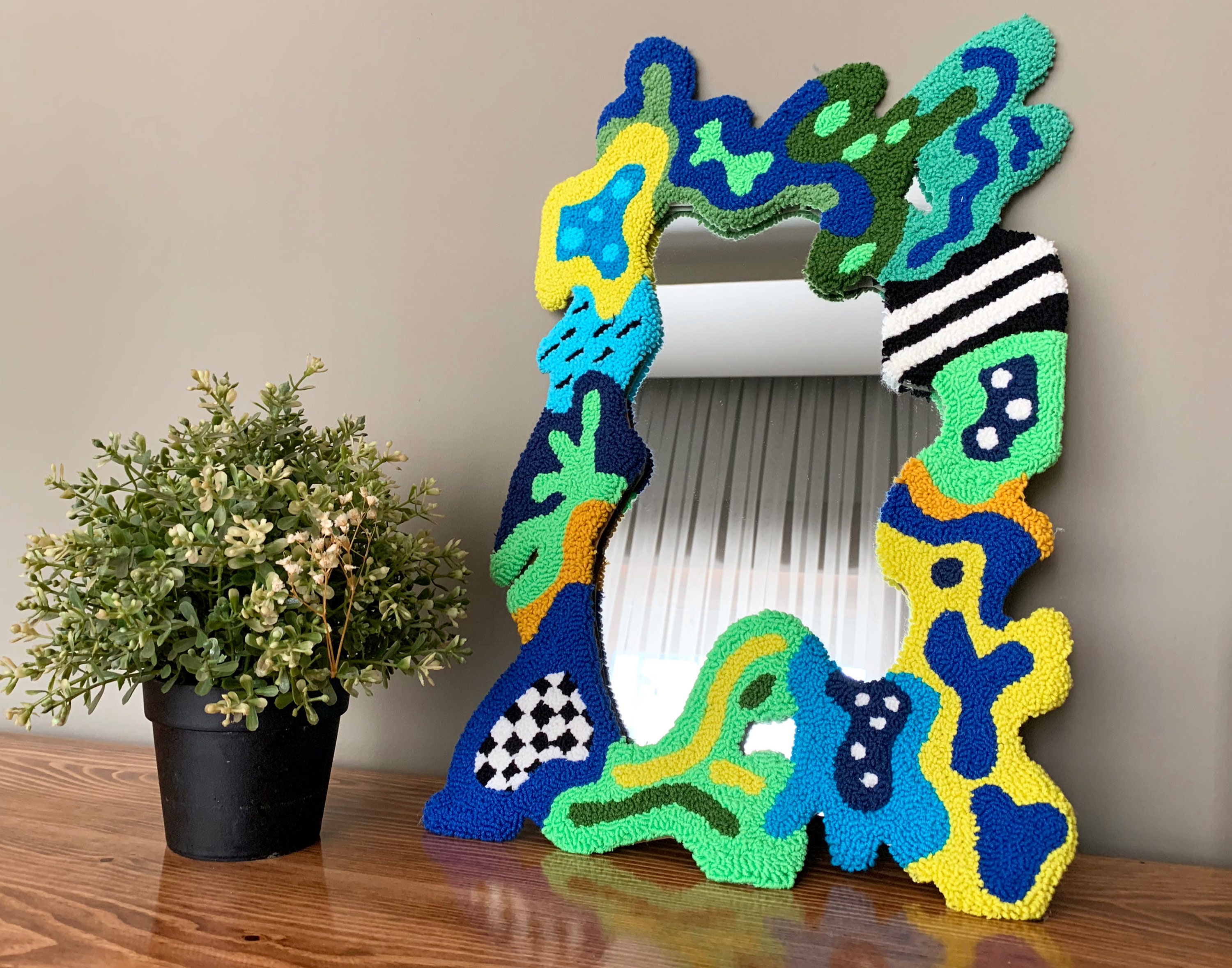 Handmade Tufted Mirror Modern Punch Needle Mirror Multicolor - Etsy