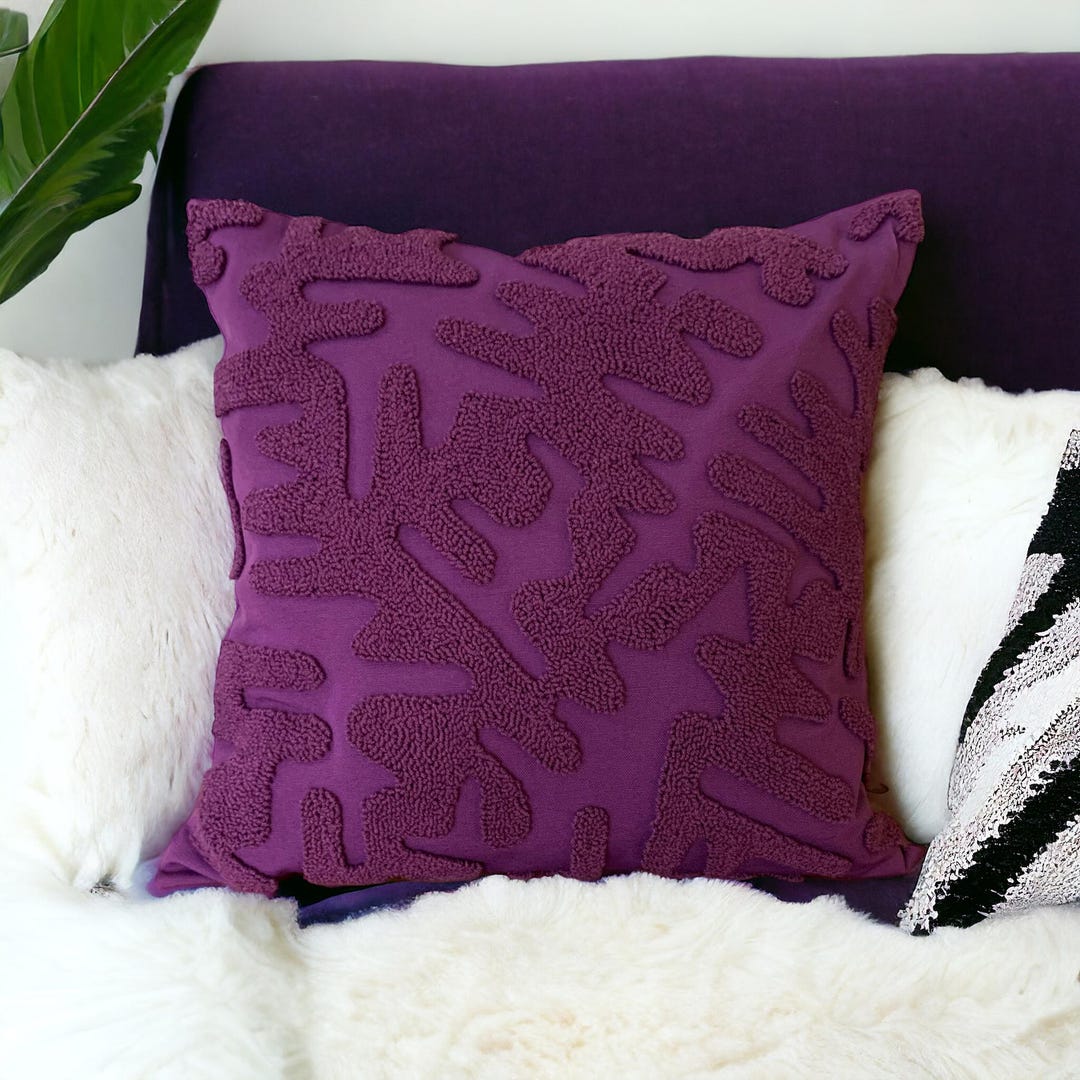 Purple Punch Pillow , Hand Tufted Punch Needle Pillow Cover ...
