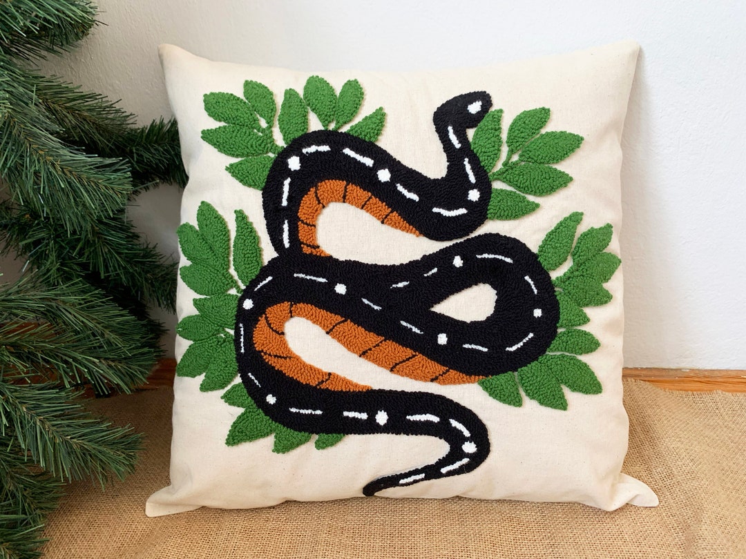 Snake Punch Pillow Hand Tufted Punch Needle Pillow Cover - Etsy