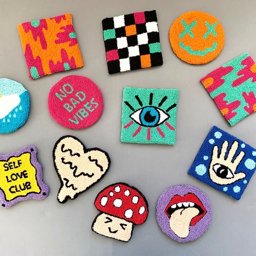 Handmade Coaster Set / Punch Needle Coaster / Tufted Coaster / - Etsy
