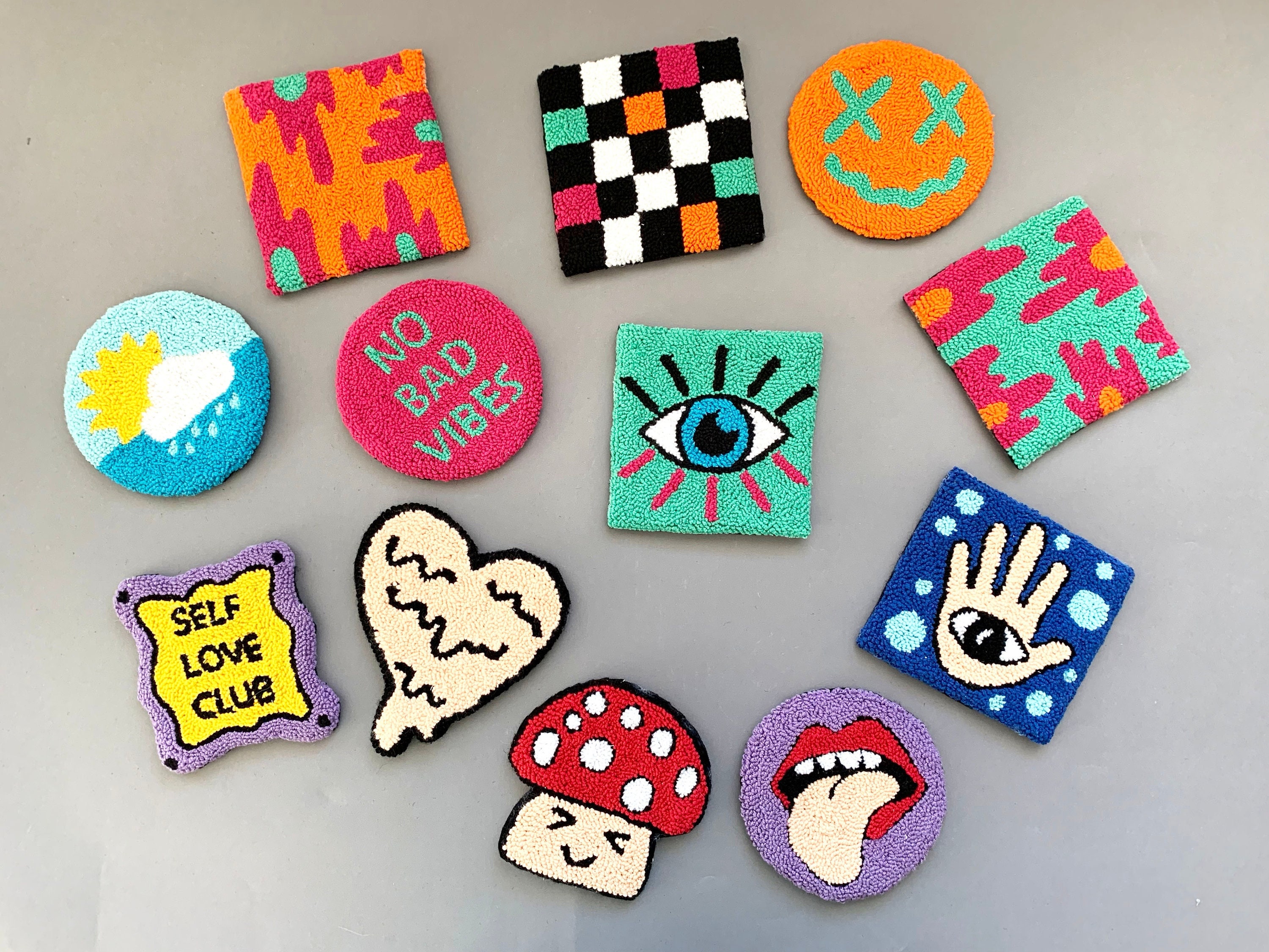 Handmade Coaster Set / Punch Needle Coaster / Tufted Coaster / - Etsy