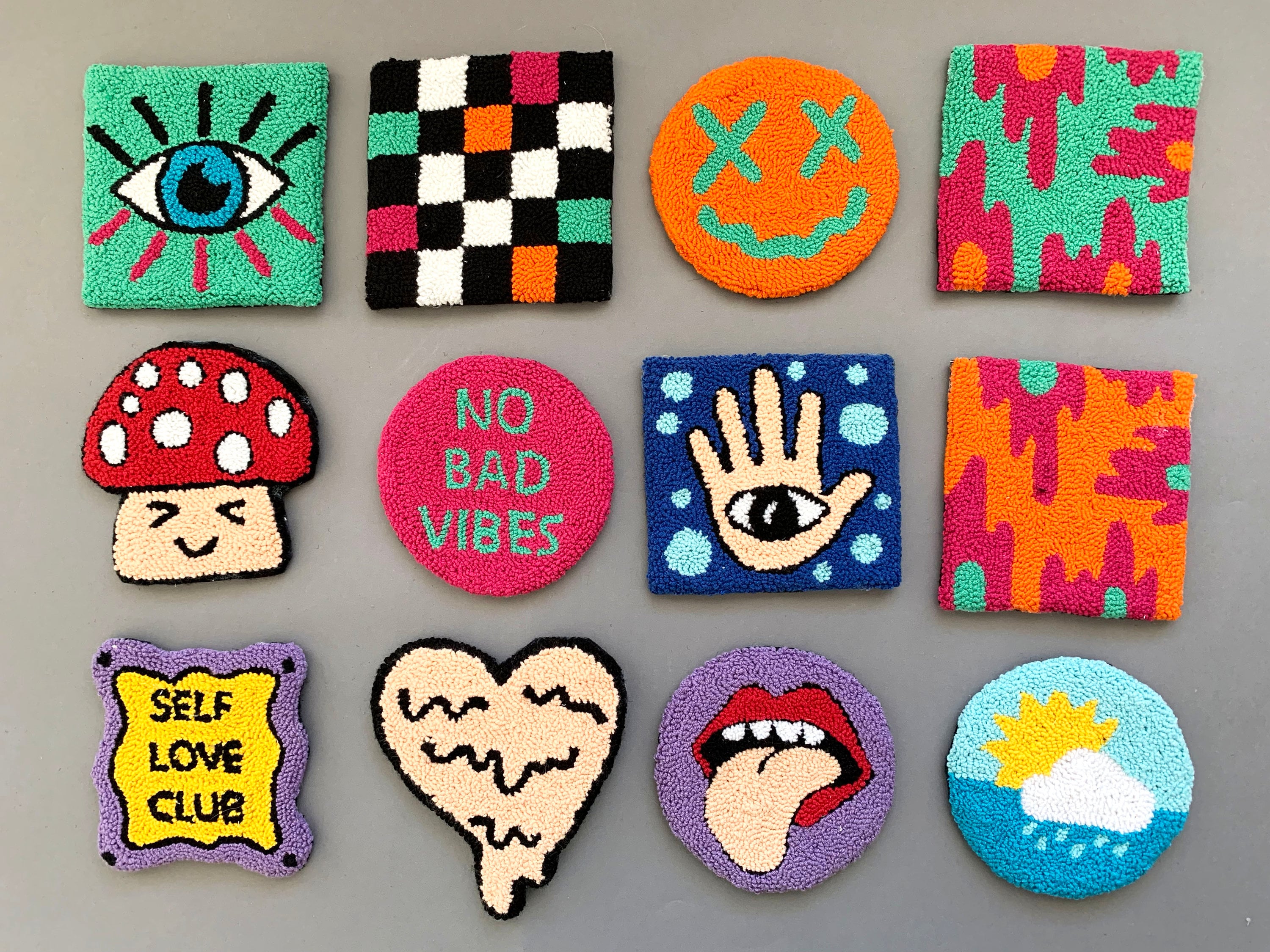 Handmade Coaster Set / Punch Needle Coaster / Tufted Coaster / - Etsy