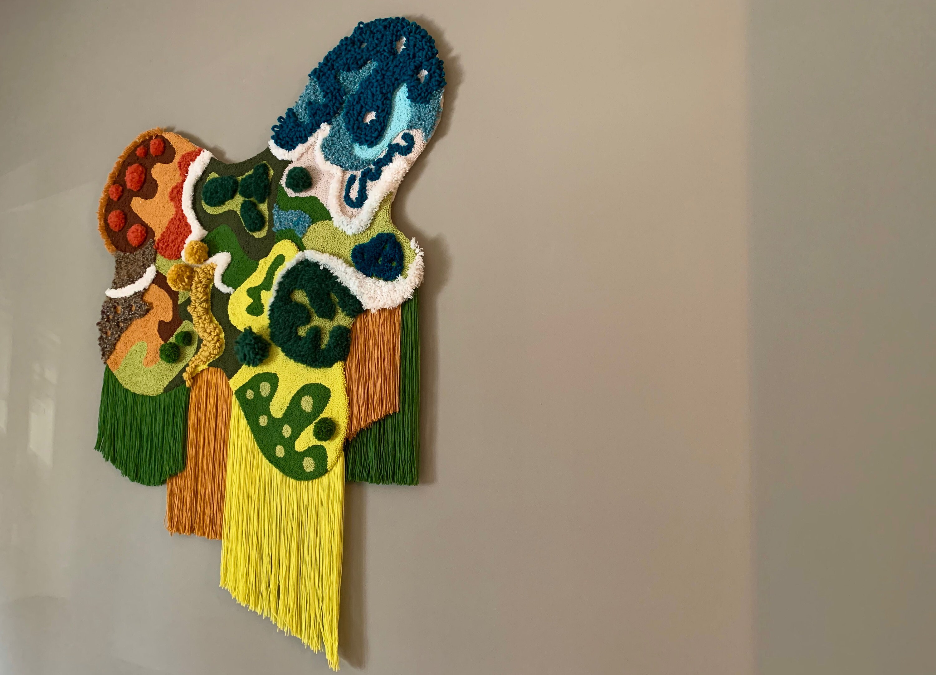 XXL Punch Needle Wall Art, Large Textile Fiber Wall Hanging, İrregular ...