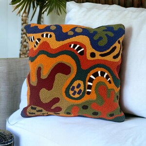 Punch Pillow , Hand Tufted Punch Needle Pillow Cover / Psychedelic ...