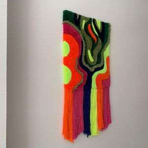Abstract Tufted Wall Art / Neon Color Modern Tufting Wall Hanging ...