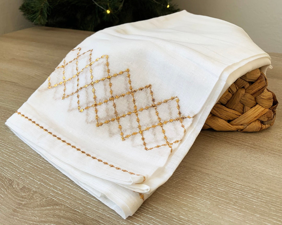 Vintage Copper Embroidered Table Topper / Antique Copper Sewing ...