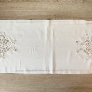Traditional Turkish Embroidered Table Runner / Silver Hand Embroidered ...