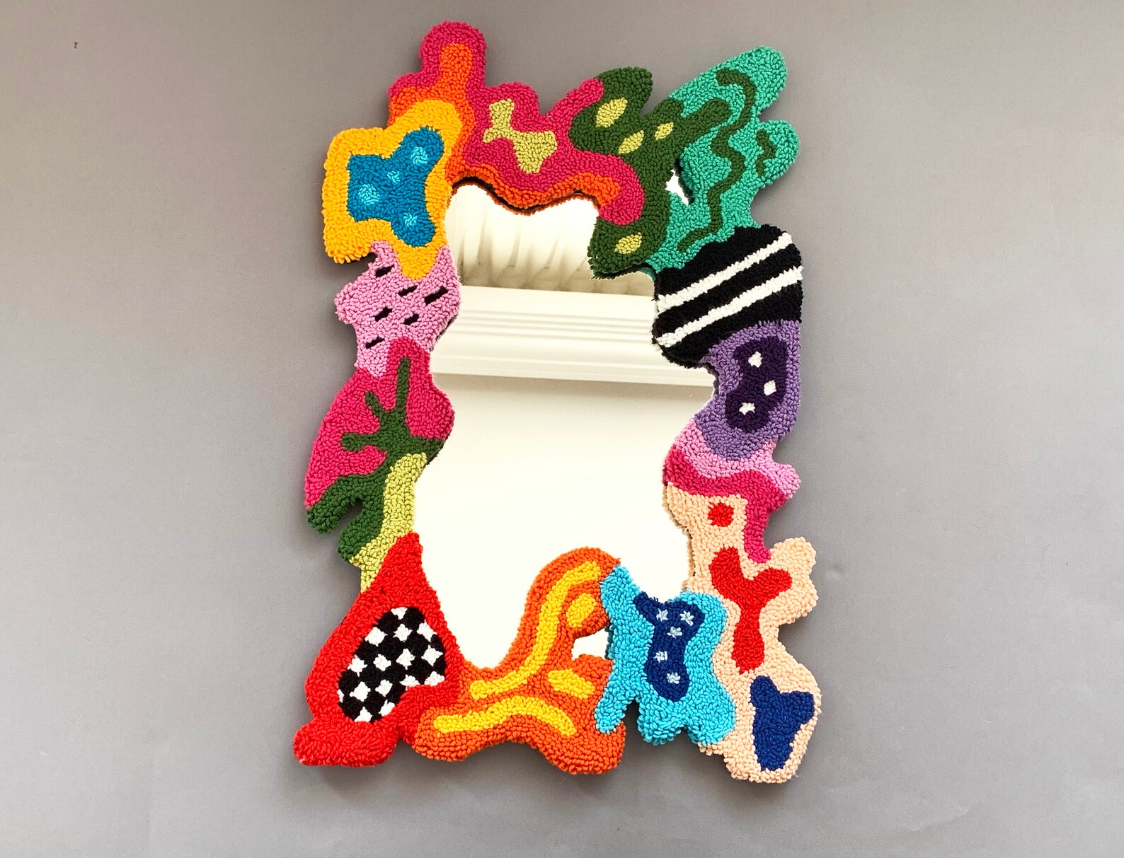Handmade Tufted Mirror Modern Punch Needle Mirror Multicolor - Etsy