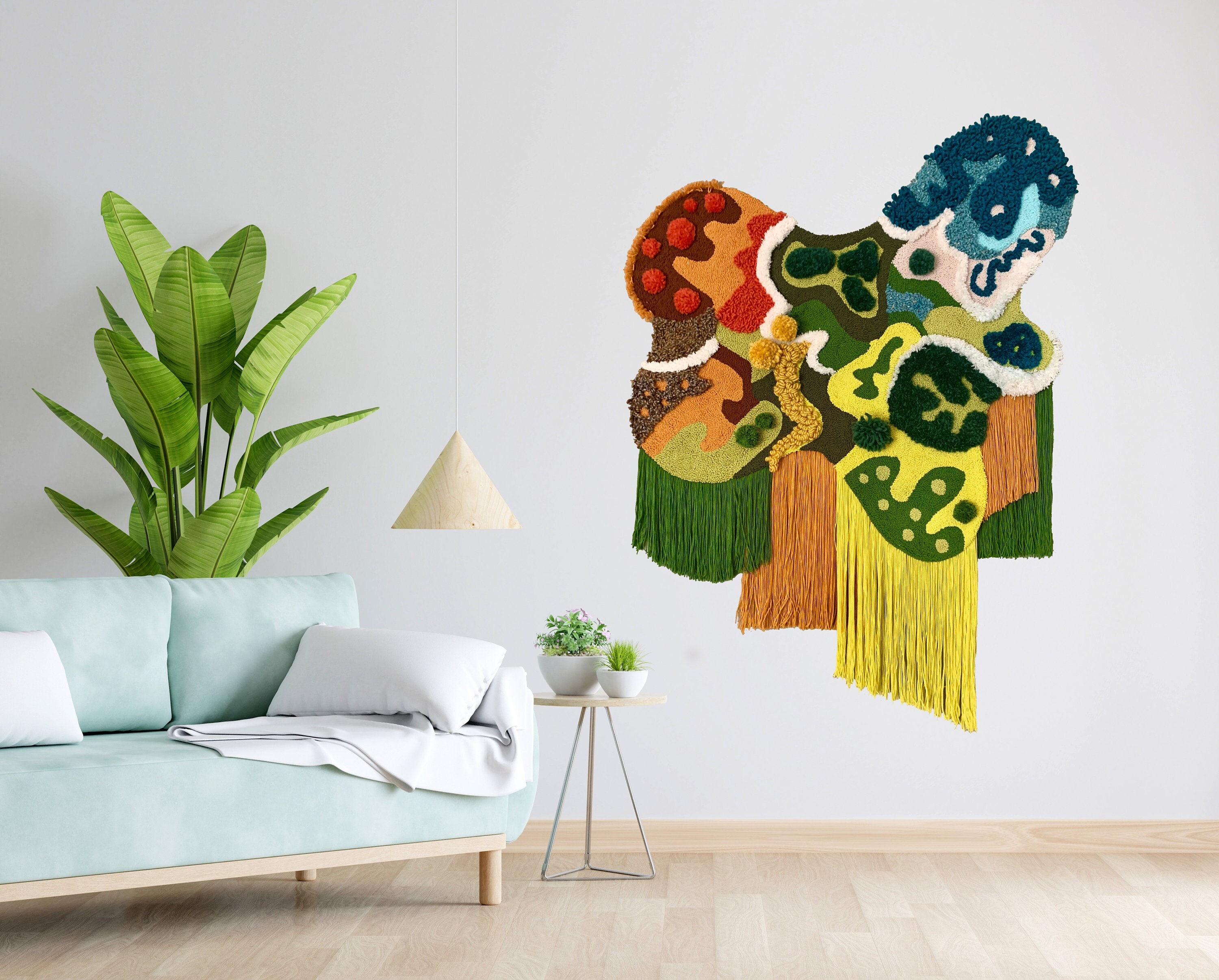 XXL Punch Needle Wall Art, Large Textile Fiber Wall Hanging, İrregular ...