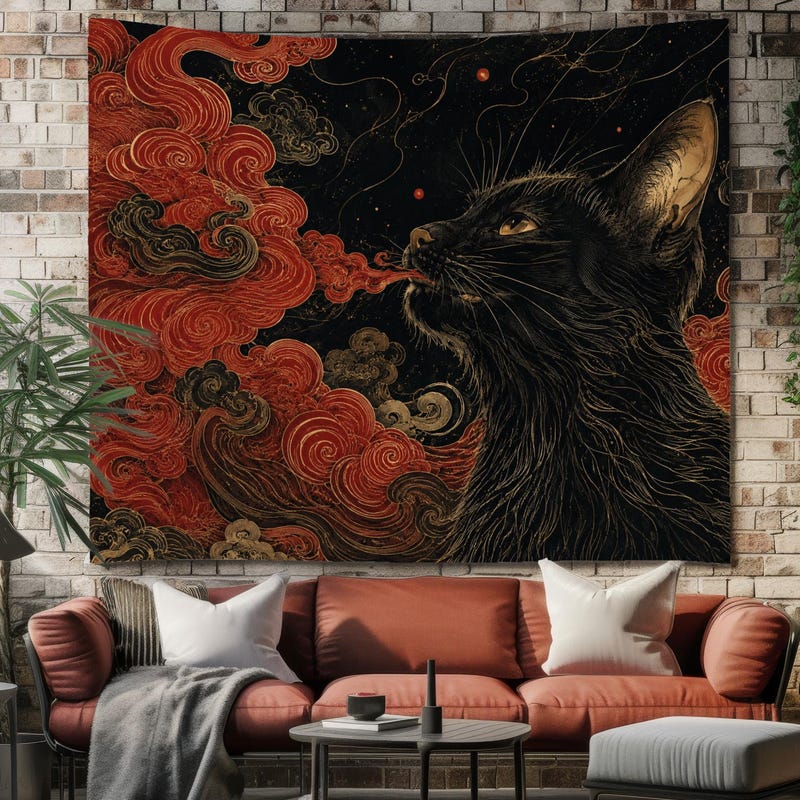 Tapestry Cat Japanese - Etsy