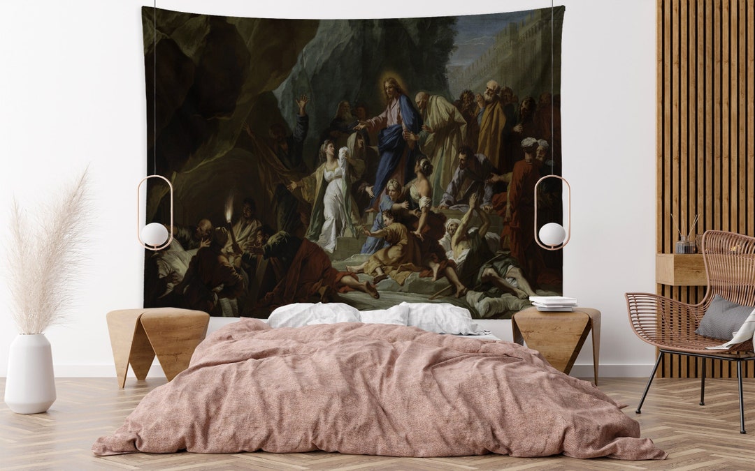Christian Tapestry Jesus Christ Wall Tapestry the Raising of Lazarus ...
