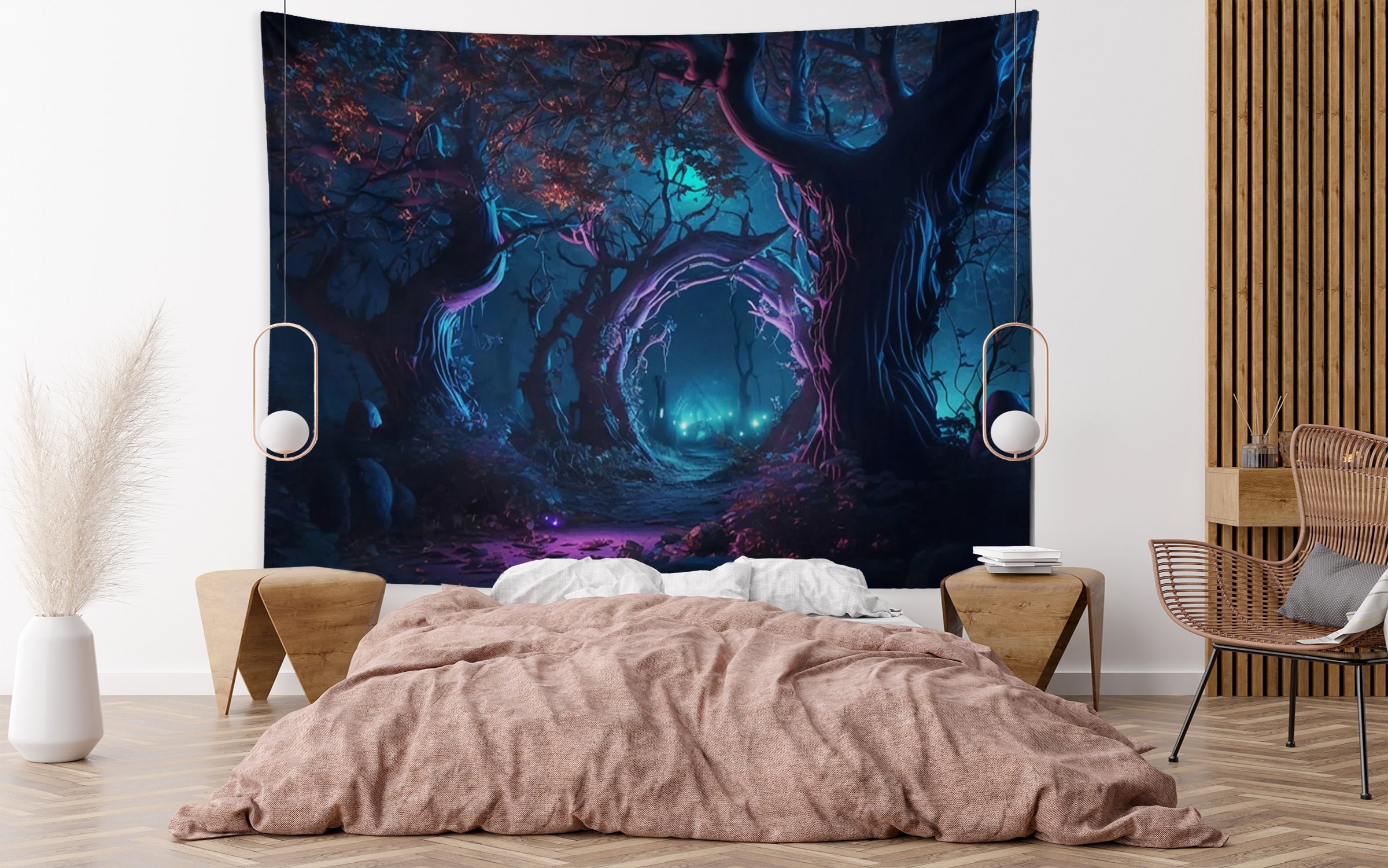 Mysterious Enchanted Forest Tapestry Fantasy Woods Wall Hanging ...
