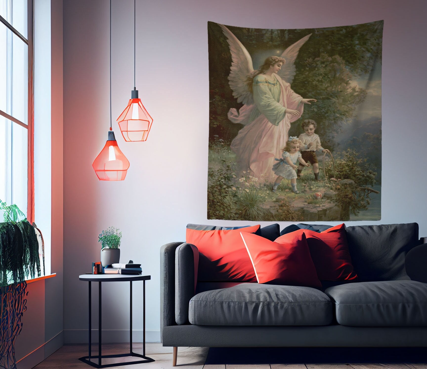 Guardian Angel Tapestry Angel Wall Tapestry Christian Wall Hanging ...