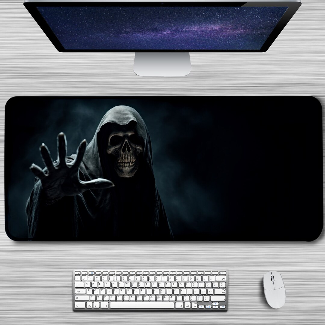 Skull Desk Mat Extended Large Gaming Horror Desk Pad, Stitched Edges ...