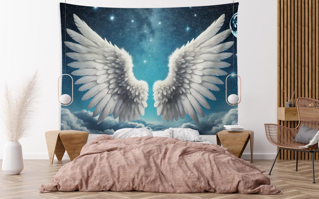 Angel Wings Wall Hanging Tapestry, Ethereal Starry Night Tapestries ...